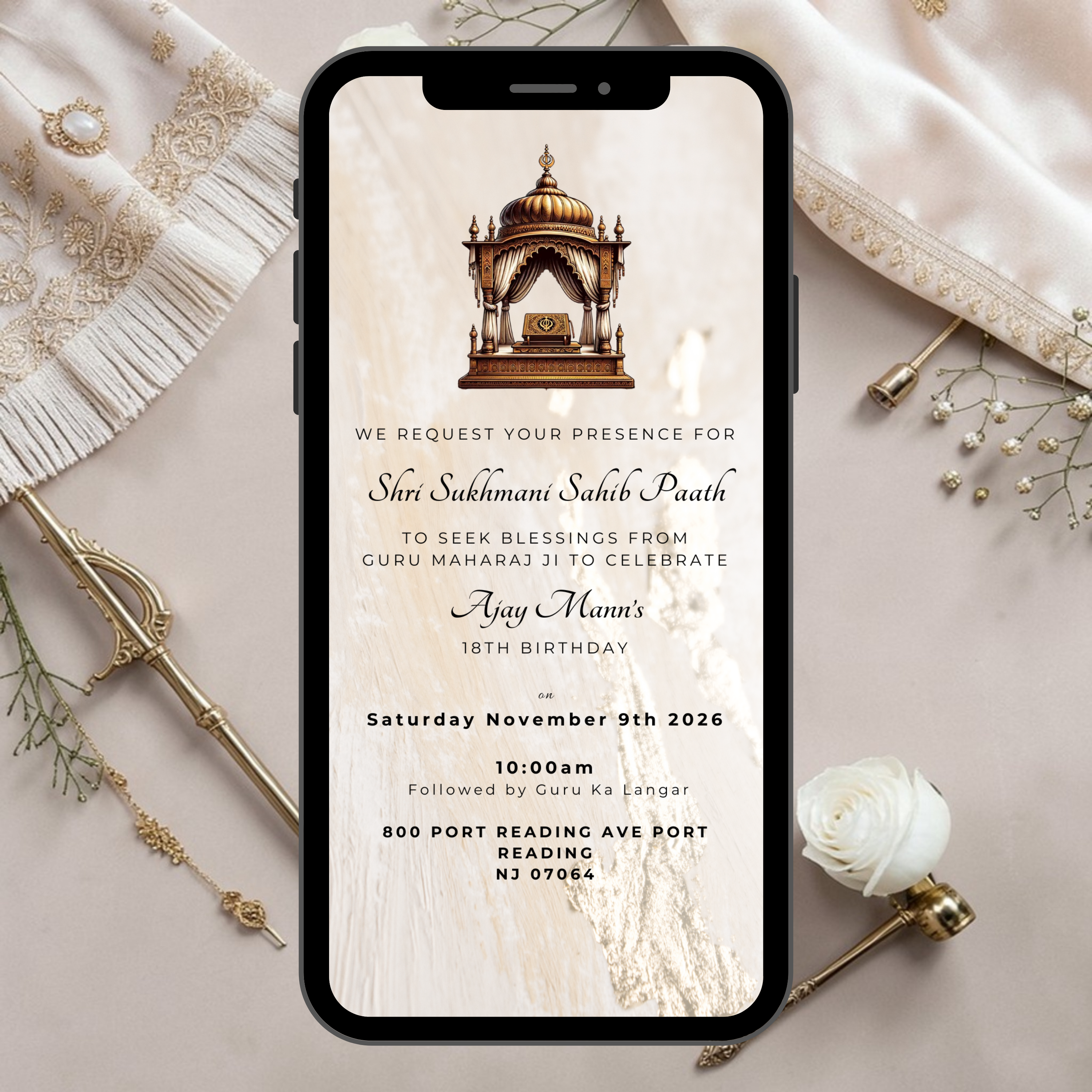 Sikh Religious Ceremony Invitations | Sukhmani Sahib & Akhand Paath ...